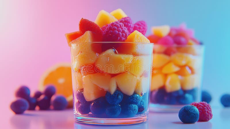 Colorful Fruit Parfaits on Smooth Gradient Background Stock Image ...