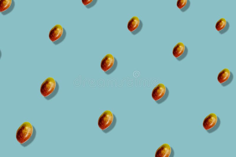Colorful Fruit Pattern of Fresh Mango on Blue Background with Shadows ...