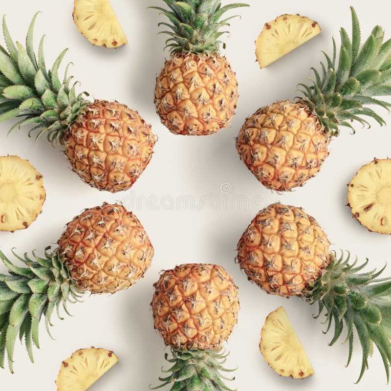 Colorful Fruit Pattern of Fresh Pineapples Stock Photo - Image of ...