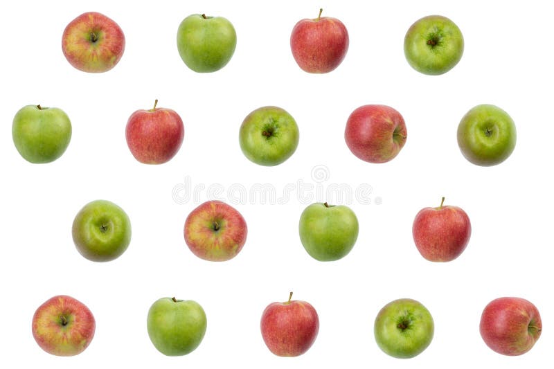 Colorful Fruit Pattern of Fresh Red, Green Apples on White Background ...