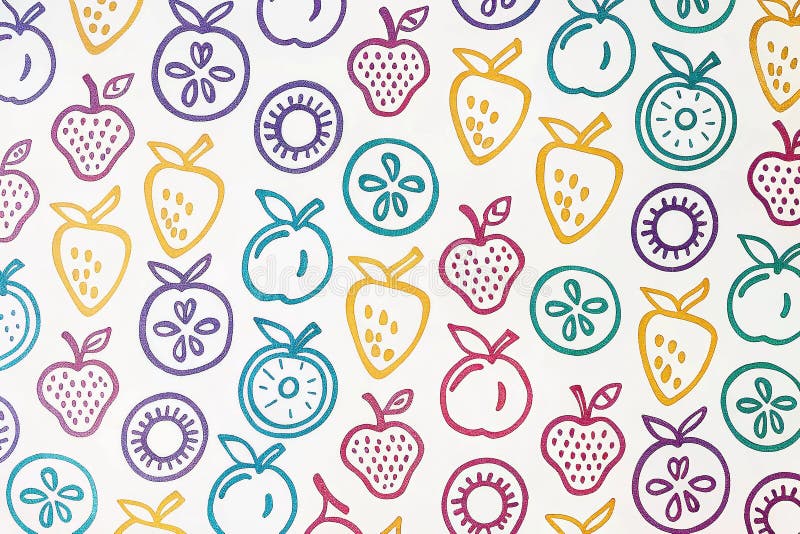 Colorful Fruit Pattern on White Background Stock Illustration ...