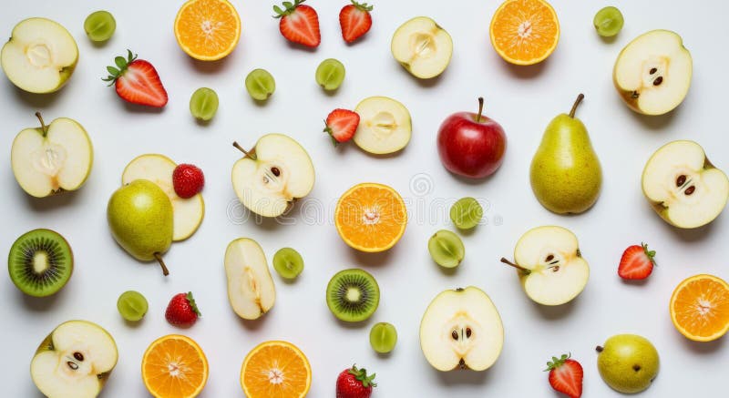 Colorful Fruit Pattern on White Background Stock Illustration ...