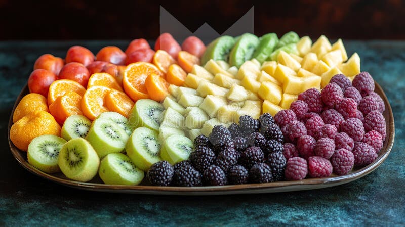 Colorful Fruit Platter with Assorted Pieces Stock Illustration ...