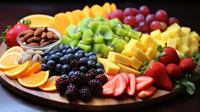 Colorful Fruit Platter Visual Delight Vitamins Stock Illustration ...