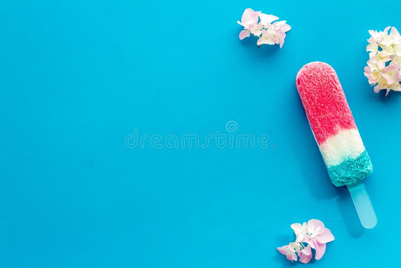 Colorful Fruit Popsicle - Ice Cream on Sticks, Top View Stock Image ...