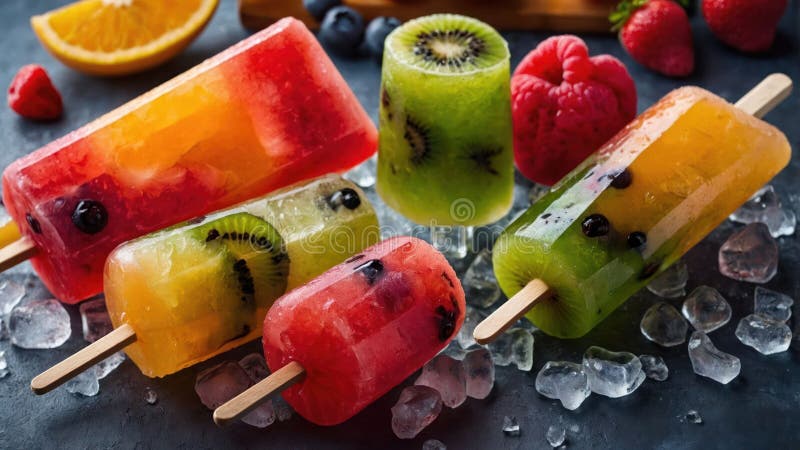 Refreshing Homemade Fruit Popsicles: a Summer Treat Stock Illustration ...
