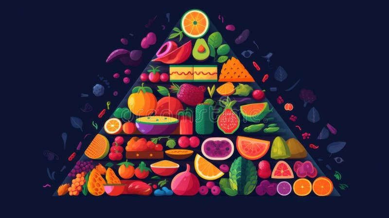 Colorful Fruit Pyramid, a Guide To Healthy Eating Stock Illustration ...