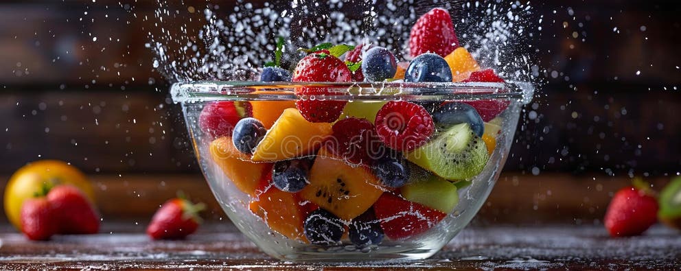 Colorful Fruit Salad Exploding in a Bow. Stock Illustration ...