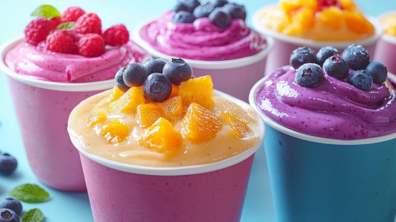 Colorful Fruit Smoothies in Cups Stock Image - Image of fruit ...