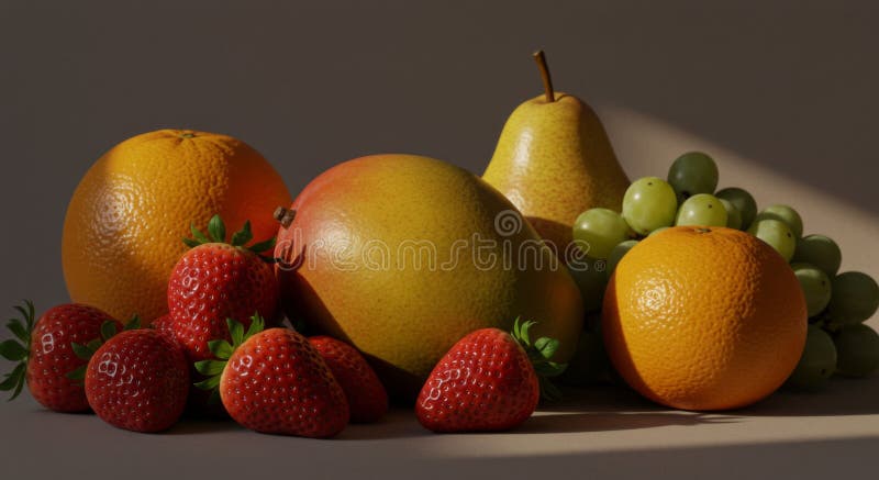 Colorful Fruit Still Life with Natural Light Stock Illustration ...