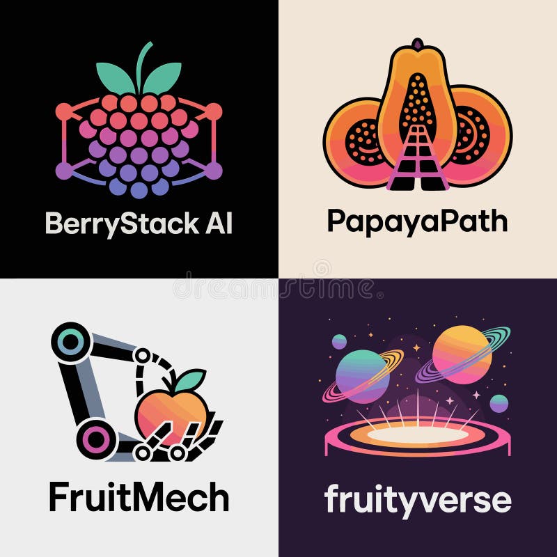 Colorful Fruit Logo Designs Representing AI Podcasts and Digital ...
