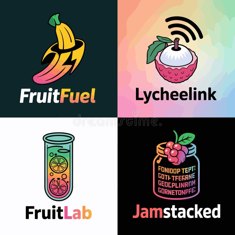 Colorful Fruit-themed Logos for AI Tech and Digital Platforms with ...