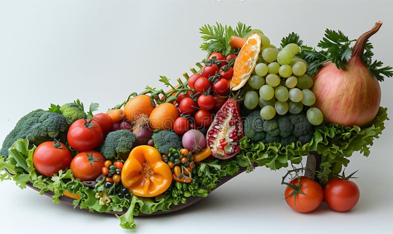 Colorful Fruit and Vegetables Arranged To Form a Shoe. Stock Photo ...