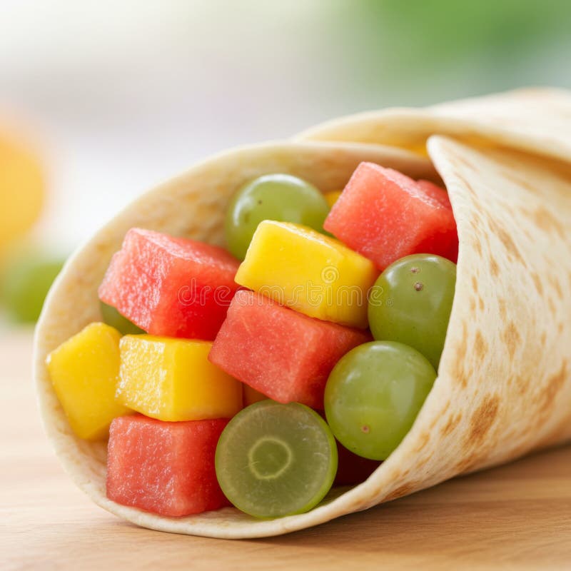 Colorful Fruit Wrap with Watermelon Mango and Grapes Stock Photo ...