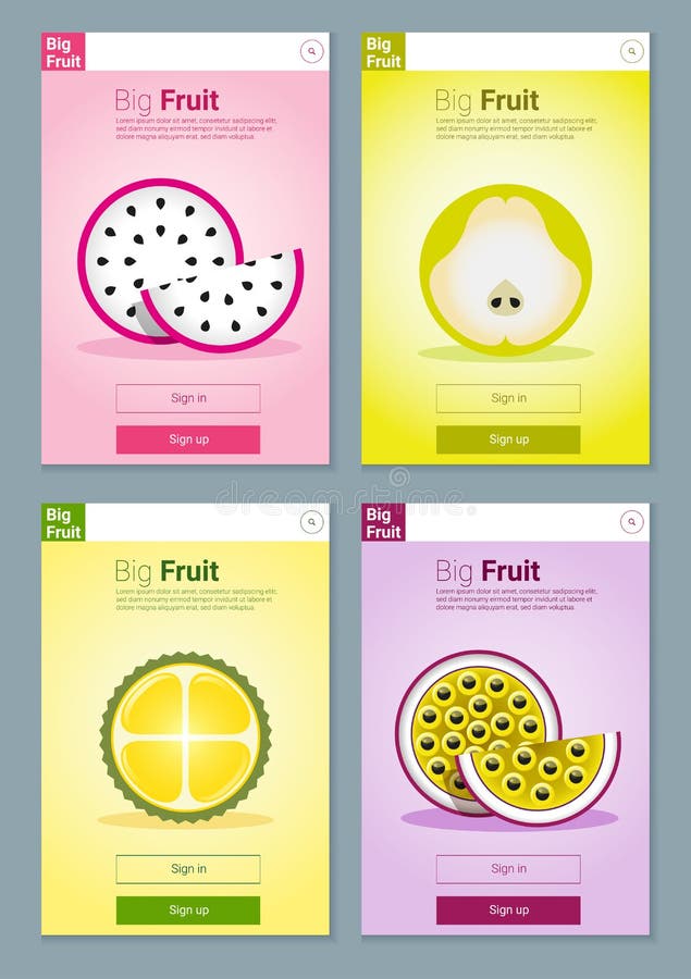 Colorful Fruits Banner for App Design 2 Stock Vector - Illustration of ...