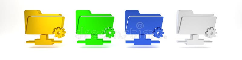 Colorful FTP Settings Folder Icon Isolated on White Background ...