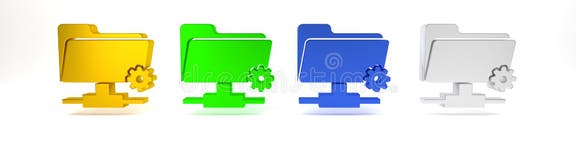 Colorful FTP Settings Folder Icon Isolated on White Background ...