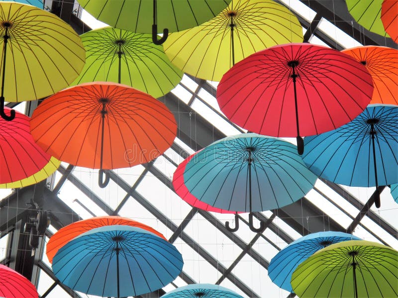Colorful and Fun Decorative Umbrellas in Ceiling Stock Photo - Image of ...