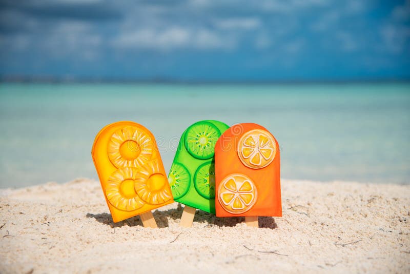 Colorful and Fun Popsicle at the Beach Stock Image - Image of summer ...