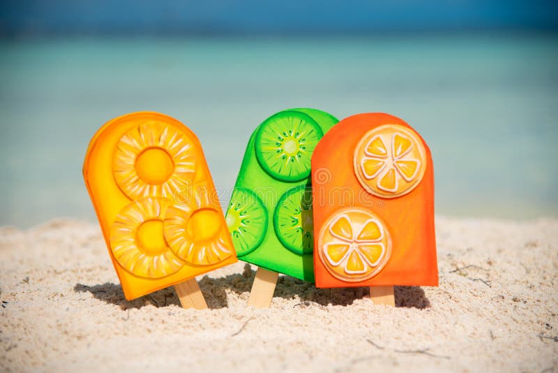 Colorful and Fun Popsicle at the Beach Stock Photo - Image of green ...