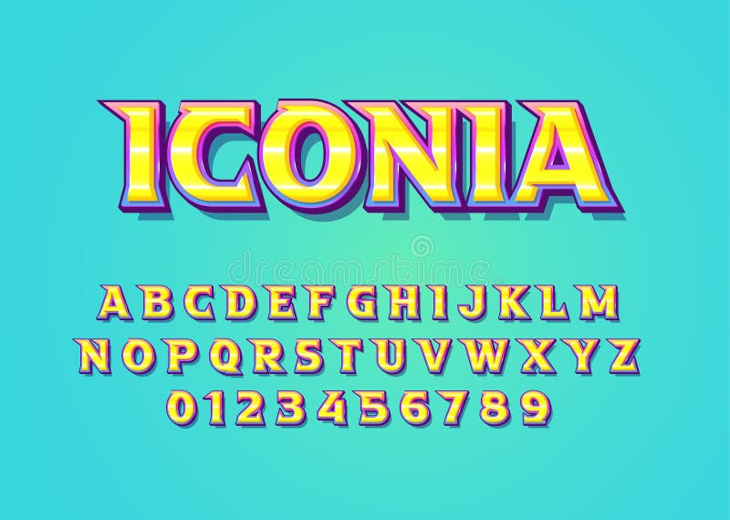 Colorful Fun Style Vector Font with Uppercase Alphabet and Digit Number ...