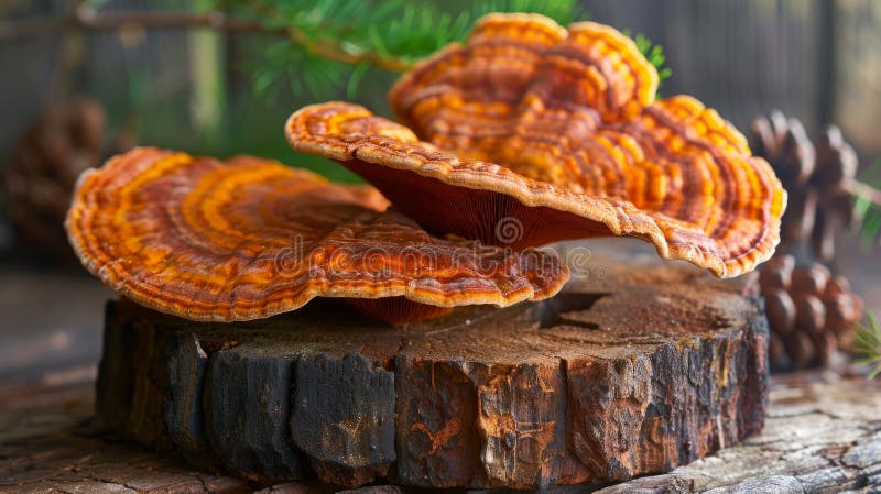 Colorful Fungi Growing on a Tree Stump in a Forest Setting on a Sunny ...