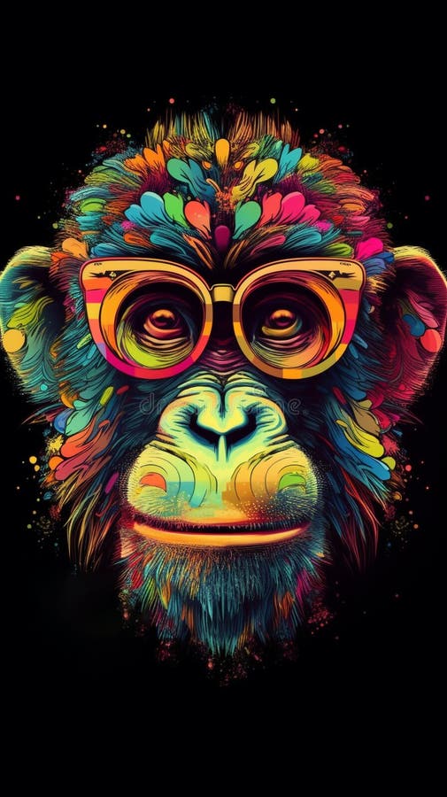 Colorful Funky Monkey with Sunglasses Stock Illustration - Illustration ...