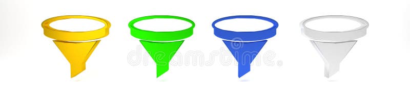 Colorful Funnel or Filter Icon Isolated on White Background. Minimalism ...