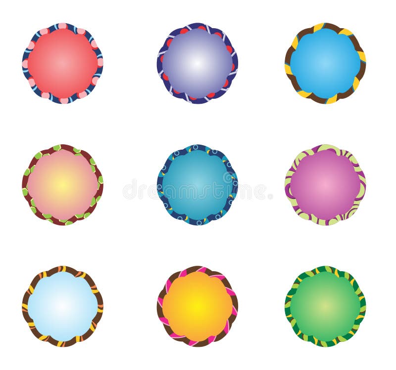 Colorful funny labels set stock vector. Illustration of decorative ...