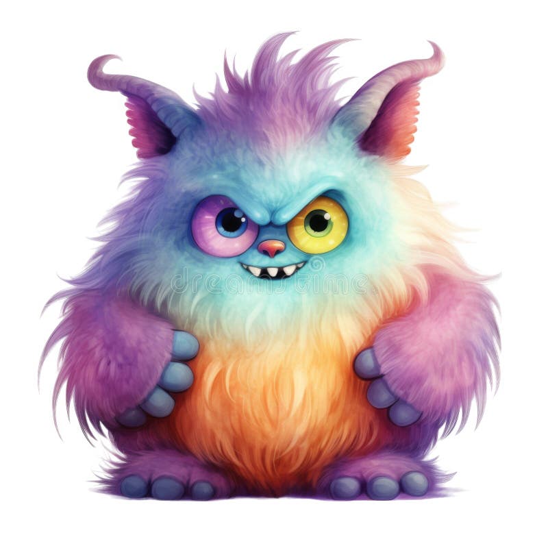 A Colorful Furry Monster with Mismatched Eyes Stock Photo ...