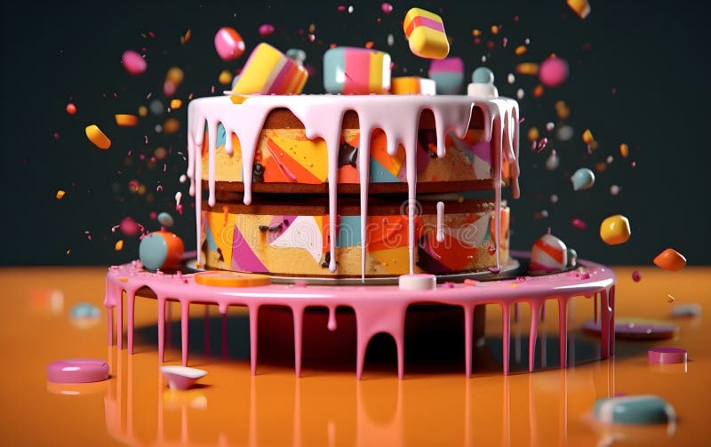 Colorful Futuristic Cake Design Stock Illustration - Illustration of ...