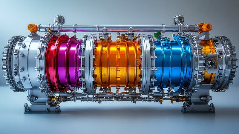 A Colorful, Futuristic Cylindrical Machine with Glowing Internal ...