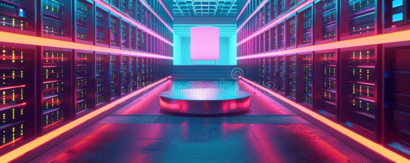 Colorful and Futuristic Data Center with Bright LED Lights Stock Image ...