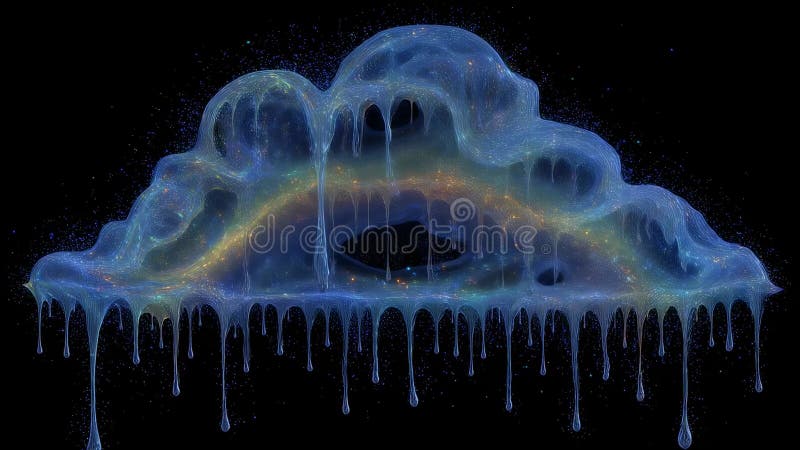 Colorful Galactic Cloud with Dripping Effects Illuminating Dark Space ...