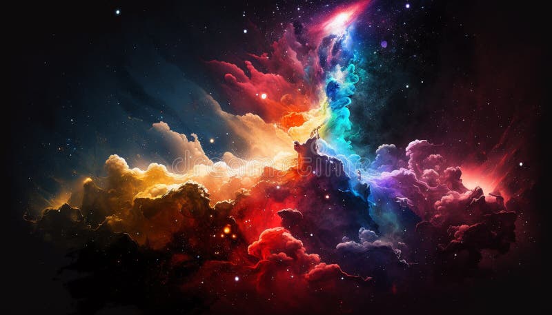 Colorful Galaxy Background with Clouds and Stars Stock Illustration ...
