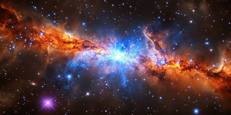 Colorful Galaxy with Bright Blue and Purple Nebulae Background Stock ...