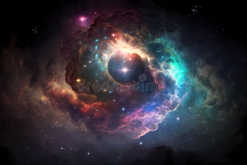 Colorful Galaxy with Stars. Cosmos Atmosphere. Universe Exploration ...