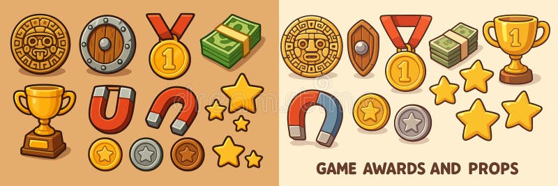 Colorful Game Awards and Props Collection for Interactive Media Stock ...