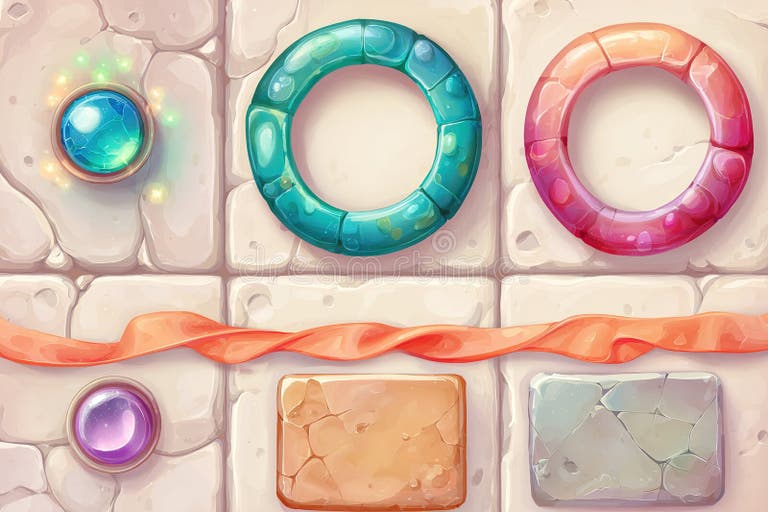 Colorful Game Board with Various Shapes and Textures for Puzzle-solving ...