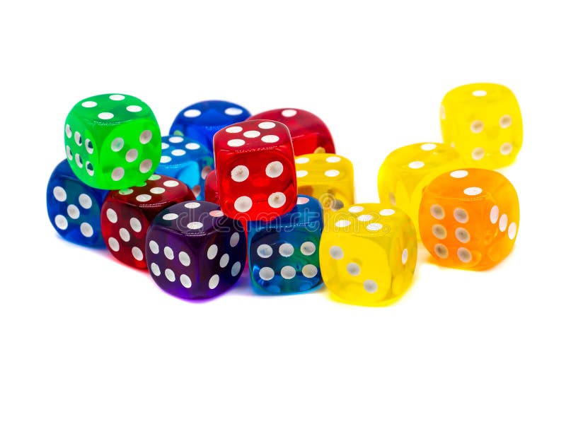Colorful Game Dice Isolated on White Background Stock Image - Image of ...