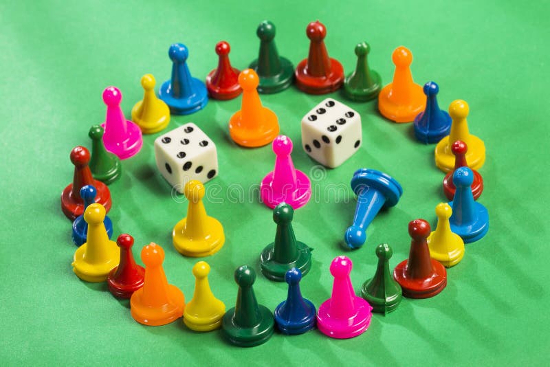 Colorful Game Pieces and Dice Stock Image - Image of pieces, players ...