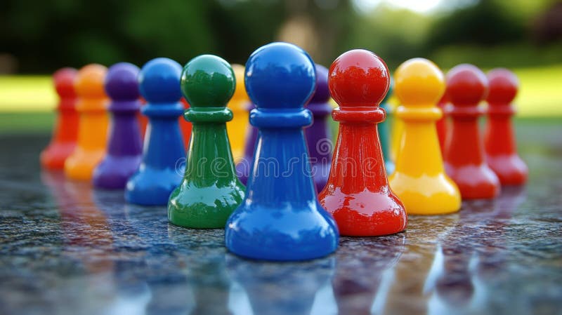 Colorful Game Pieces in a Row Stock Illustration - Illustration of blue ...