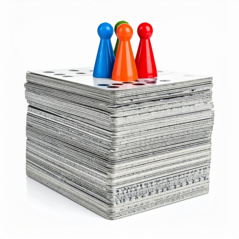 Colorful Game Pieces on Stack of Cards Stock Illustration ...