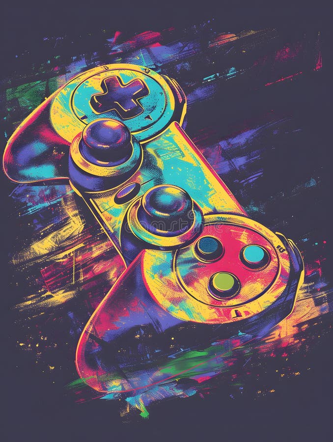 Colorful Gaming Controller Against Abstract Background Stock Photo ...