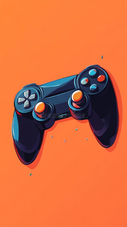 Colorful Gaming Controller on a Bright Orange Background Showcasing ...