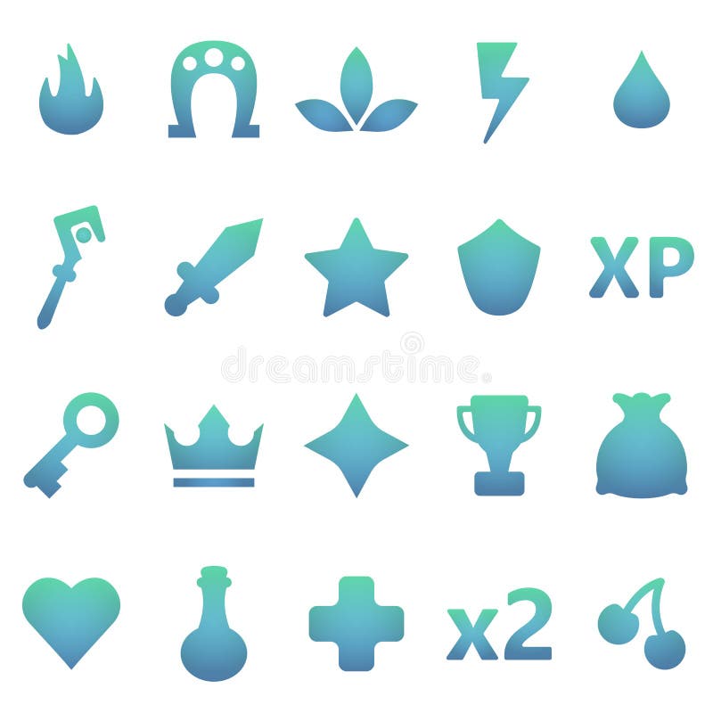 Colorful Gaming Icons Set. Assets Set for Game Design and Web ...