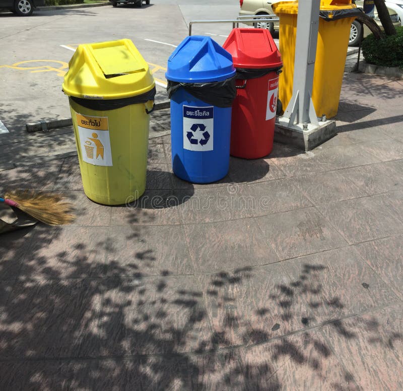 Colorful Garbage Bin of Separate Trash Stock Image - Image of boats ...