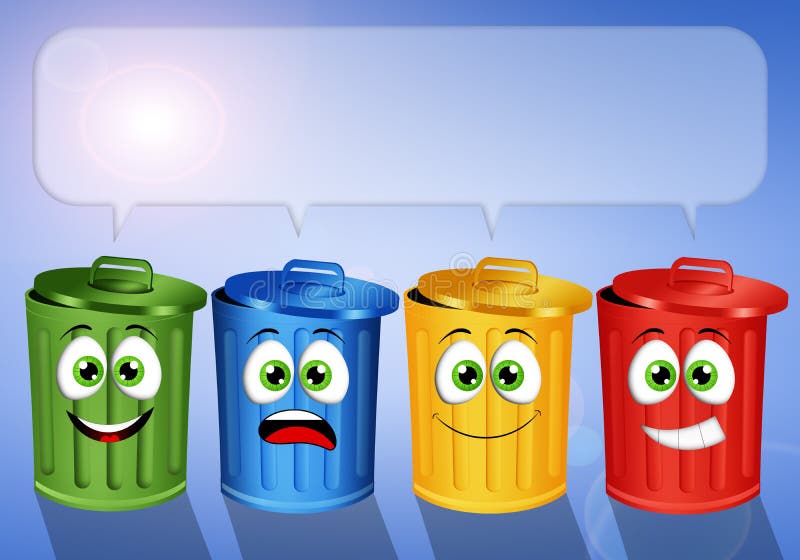 Funny Recycling Bins and Signs Stock Vector - Illustration of ...