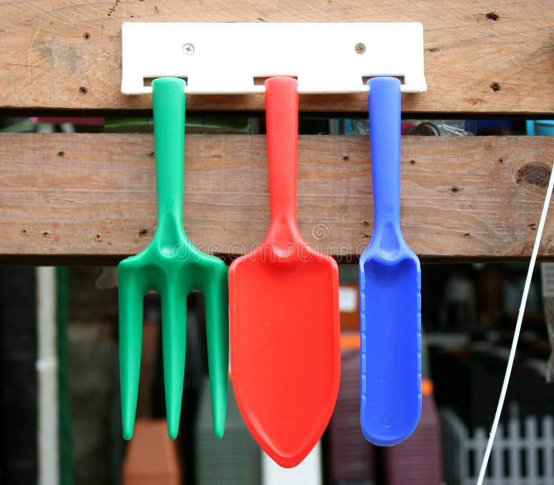 Colorful Garden Equipment Tools Stock Image - Image of wood, gardening ...