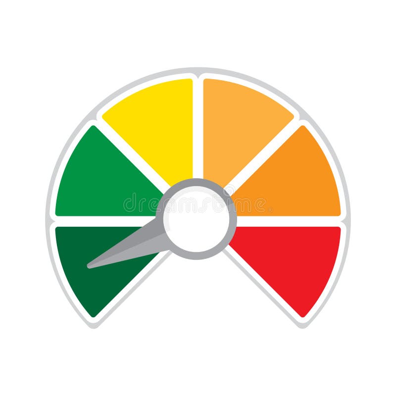 Colorful Gauge Icon. Performance Indicator. Vector Speedometer Illustration. Multicolor Meter ...